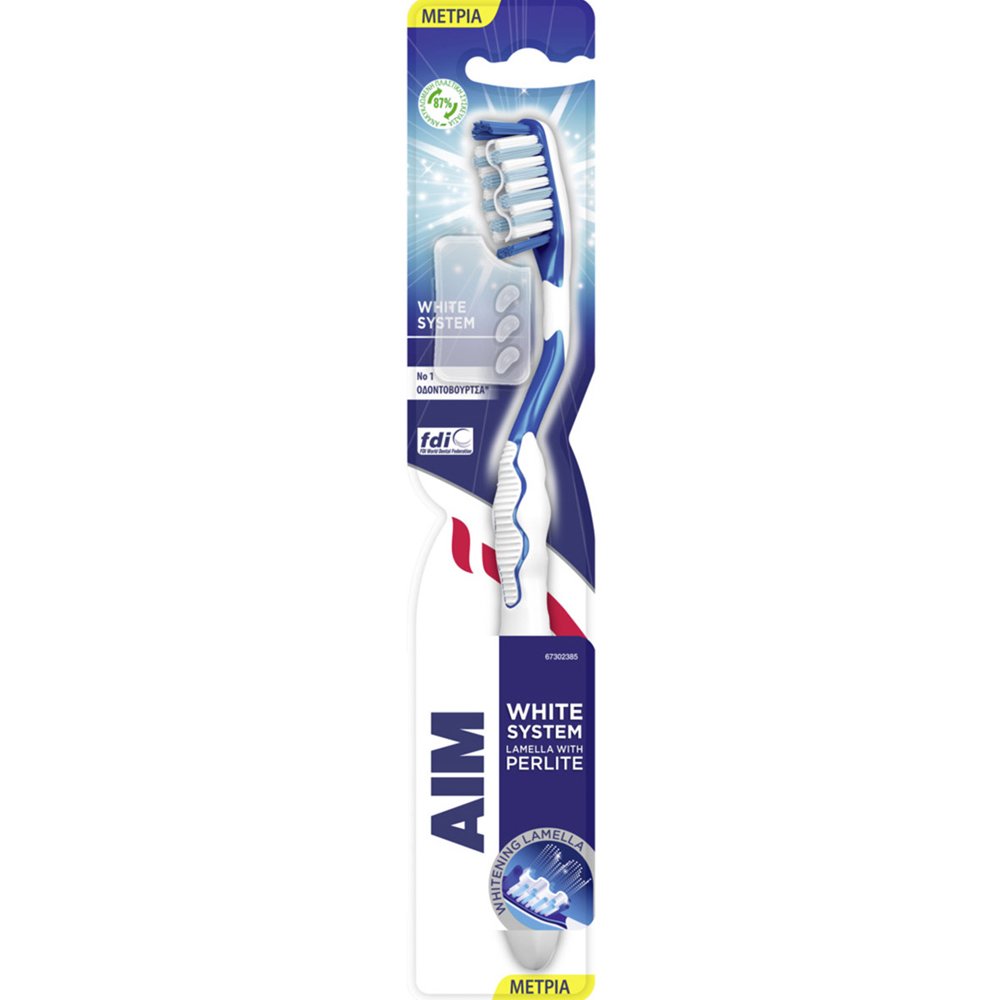 Aim White System Perlite Medium Toothbrush 1 Τεμάχιο - Μπλε | Pharm24.gr