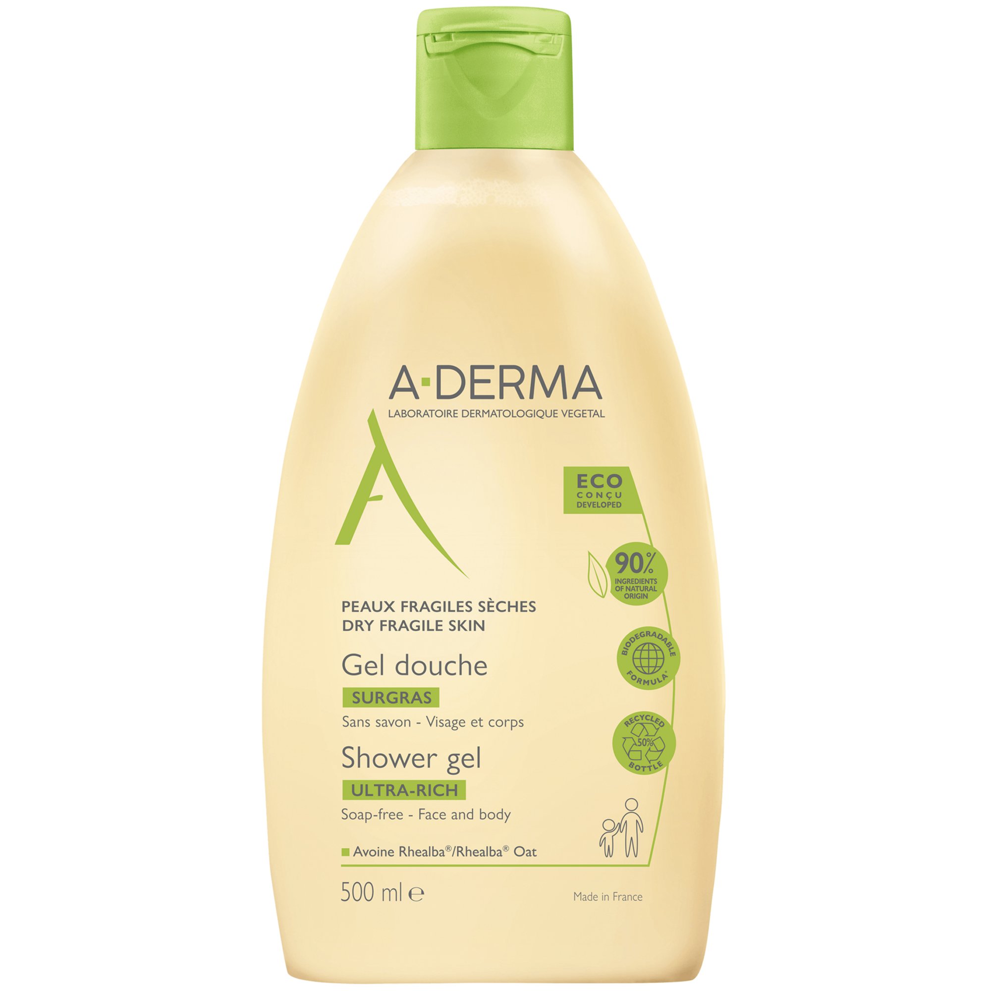 A-Derma Ultra Rich Shower Gel for Dry & Fragile Skin 500ml | Pharm24.gr