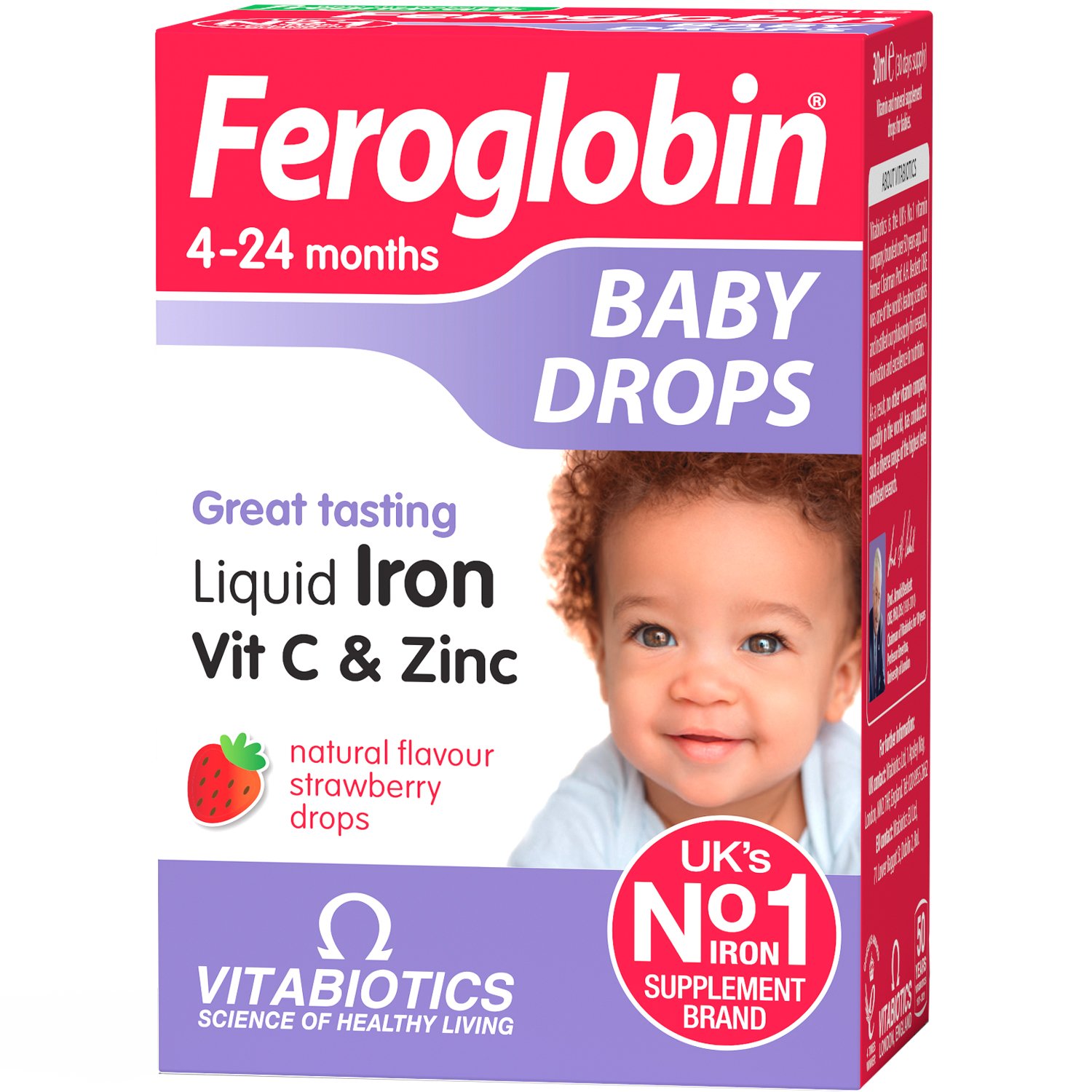 Vitabiotics Feroglobin Baby Drops Iron, Vit C & Zinc 4-24 Months 30ml ...