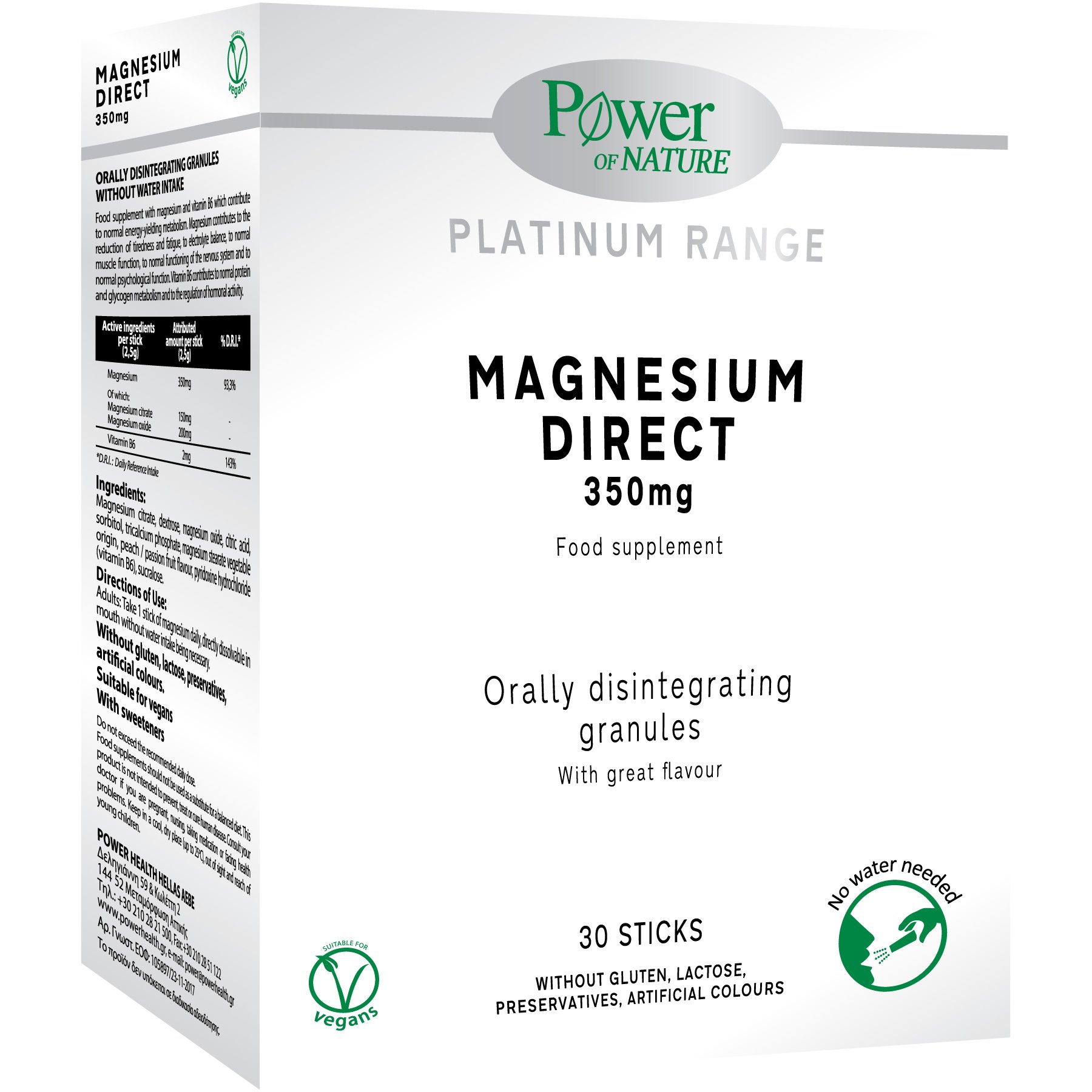 Power Health Platinum Range Magnesium Direct 350mg 30sticks | Pharm24.gr