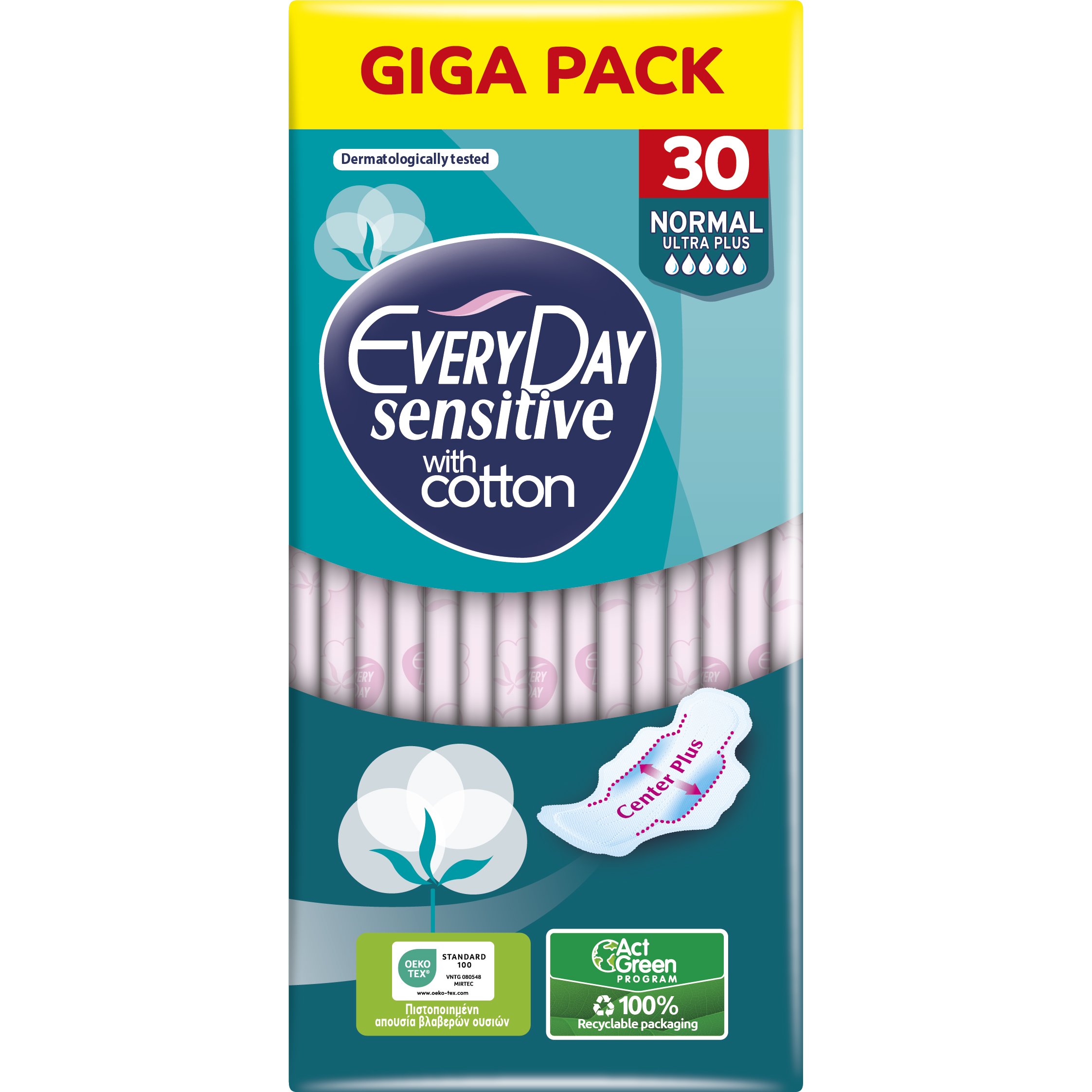 Every Day Sensitive with Cotton Normal Ultra Plus Giga Pack 30 Τεμάχια ...