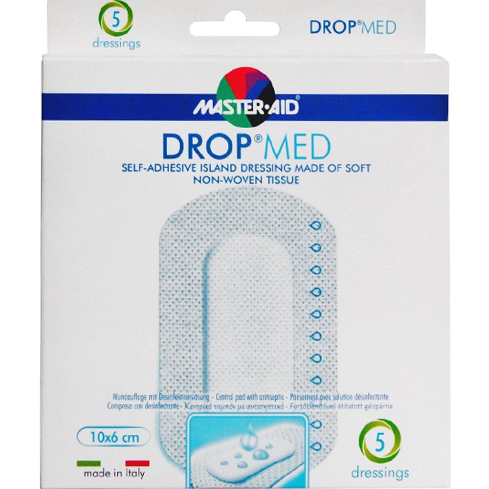 Master Aid Drop Med Woundpad with Antibacterial Substance 10x6cm 5 ...