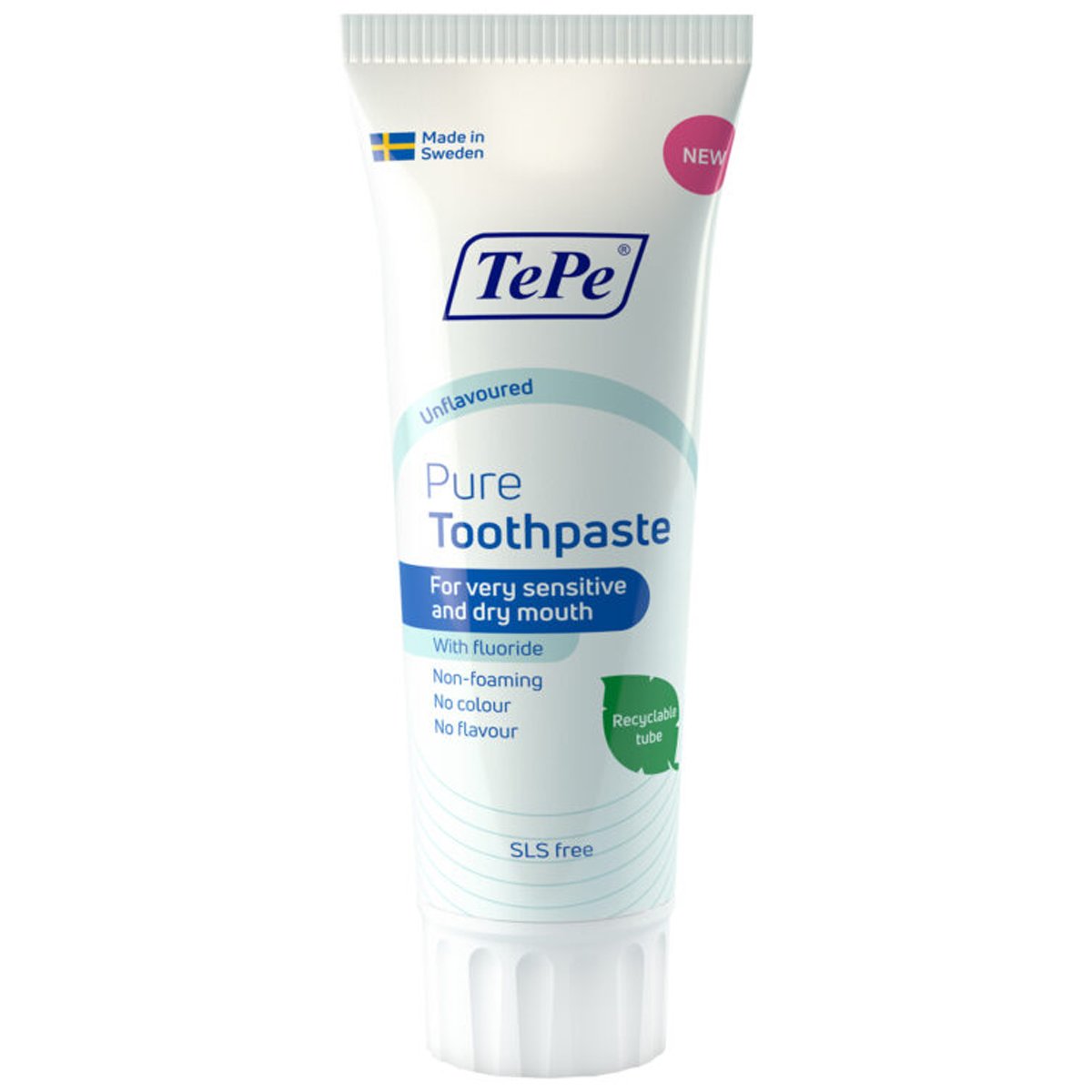 TePe Pure Toothpaste Unflavoured 1450ppm for Very Sensitive & Dry Mouth 75ml | Pharm24.gr