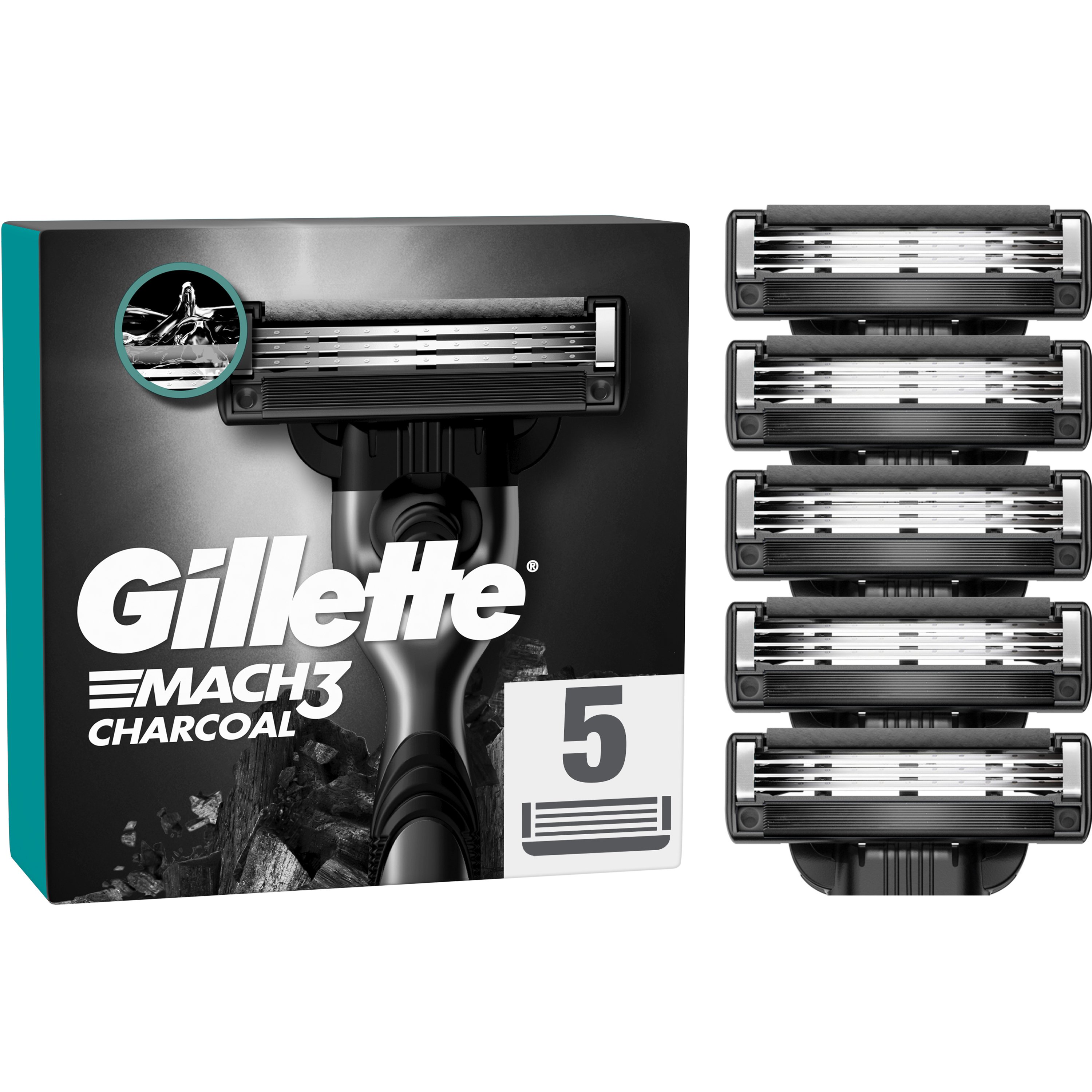 Gillette Mach 3 Charcoal Replacement Razors 5 Τεμάχια | Pharm24.gr
