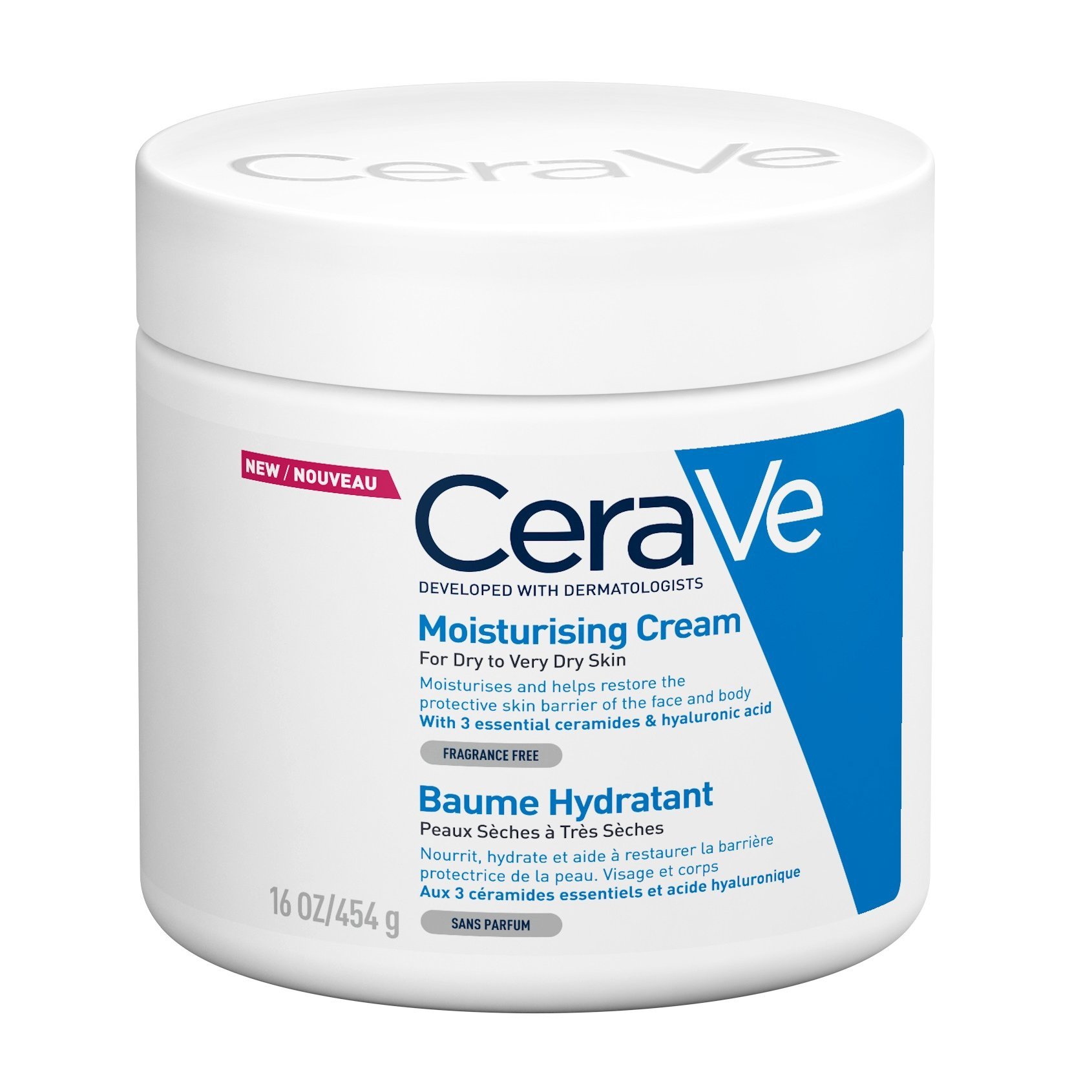 CeraVe Moisturising Face & Body Cream for Dry to Very Dry Skin 454g ...