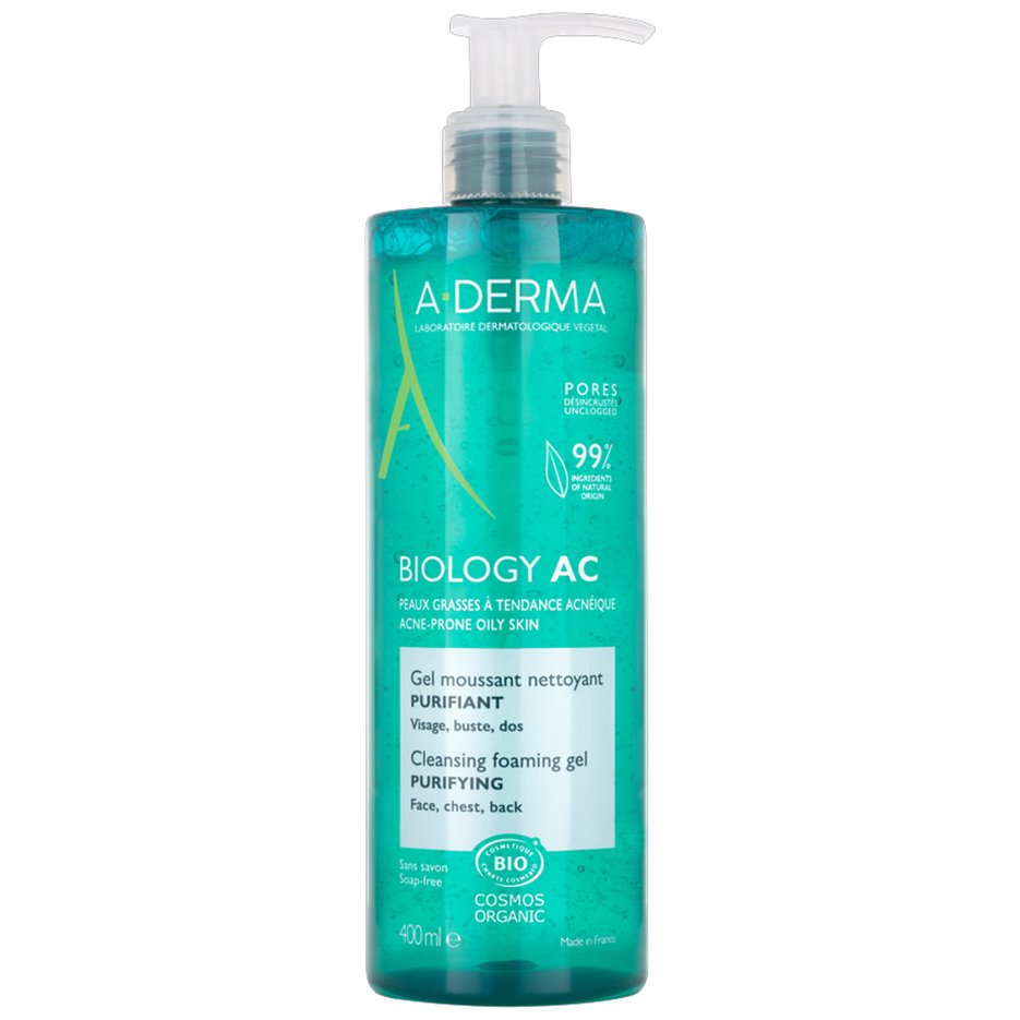 A-Derma Biology-AC Cleansing Foaming Gel Purifying Face, Chest & Back ...